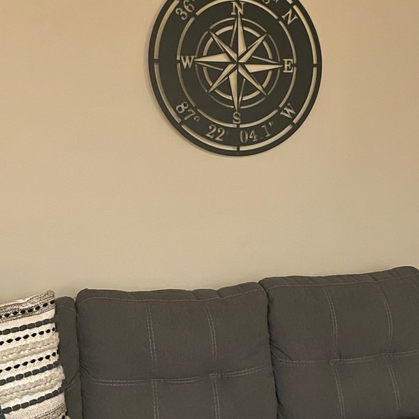 Personalized Compass Rose Metal Sign - Personalized Gifts - Wall Art ...