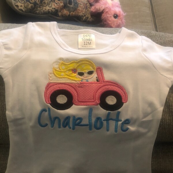 Convertible Buggy Car Girl 4x4 5x7 6x10 SVG Machine Embroidery Design ...