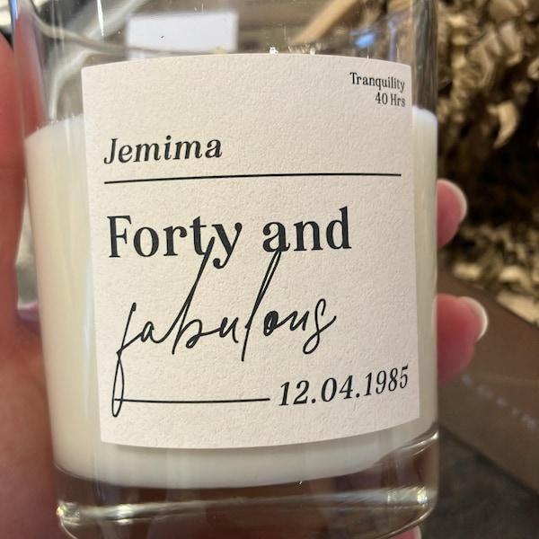 Personalised 40th Birthday Candle: Luxury Scented Soy Wax - Etsy