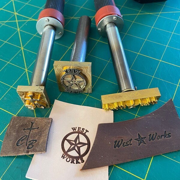 Custom Leather Stamps • Handle Included • Made in USA • 3/8 Thick Brass ...