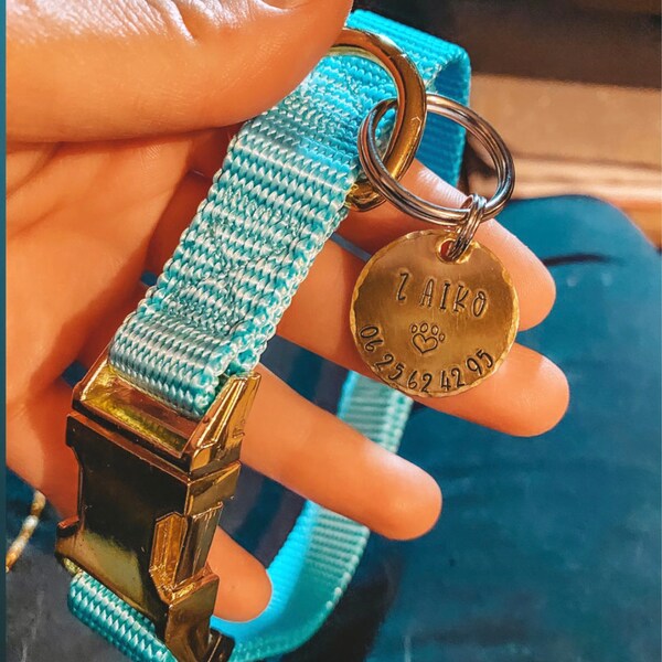 Custom Brass Dog Identity Disc - Brass ID Pet Tag - Etsy