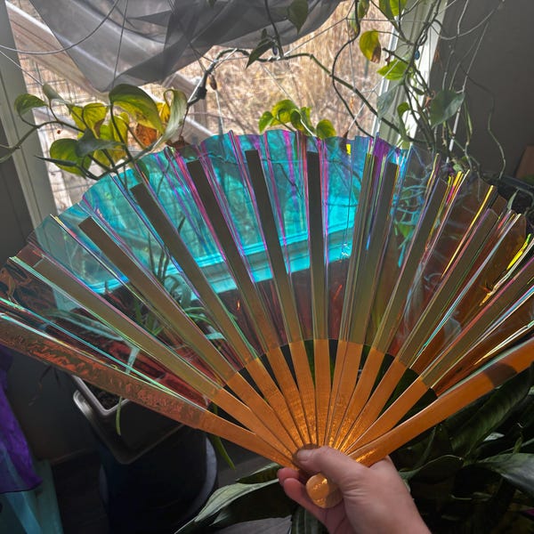 Reflective Hand Fan Holster | Holographic Fan Holder | Rave Fan Holder ...