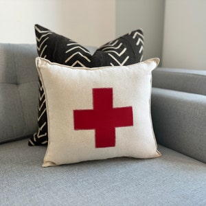 Ski Patrol First Aid Swiss Cross Army Small Accent Pillow About 12x 12 ...