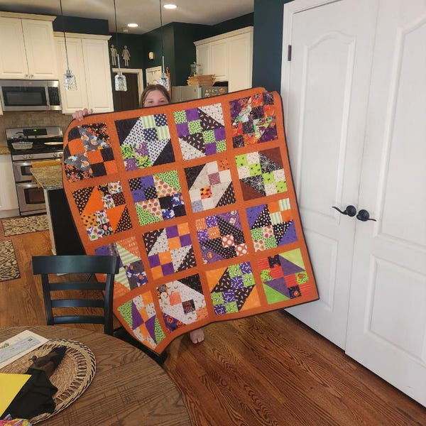 Top Knot Bow Quilt – 50” X 60” – Handmade Modern Patchwork Throw Quilt ...