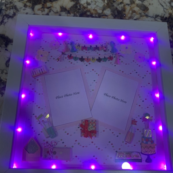 Happy Birthday - Light up LED Shadow Box Picture Frame - Etsy