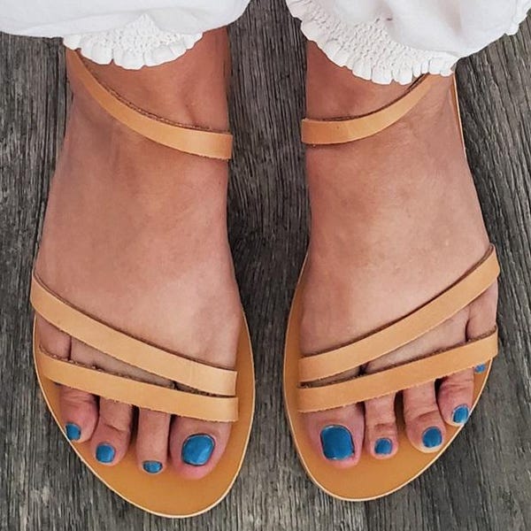 Braune Ledersandalen griechisch, Gladiator Sandalen, Sommerschuhe, Made ...