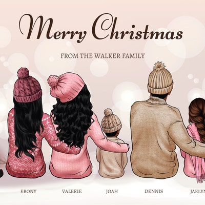 Family Christmas Card Template Christmas Custom Portrait Card Family ...