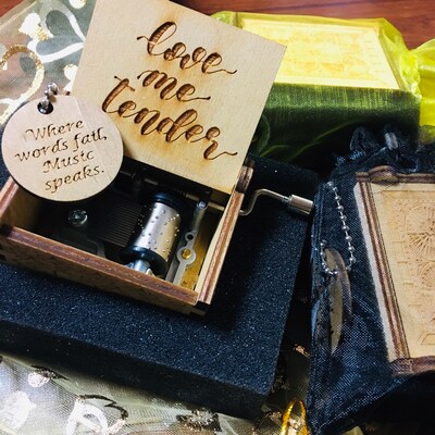Cute Tiny Hand-cranked Wooden Music Box Custom Engraving Selection of ...