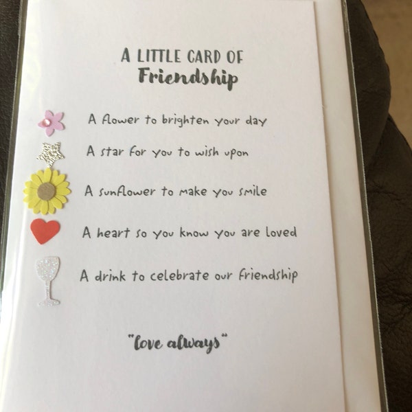 A Little Card of Friendship, Friend Appreciation Card - Etsy