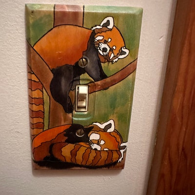 Wooden Tiger Double Light Switch Cover Wood 2 Toggle Animal Light ...