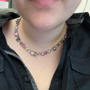 Swarovski Like Multi-colored Necklace. Gema. Contemporary Look Crystal ...