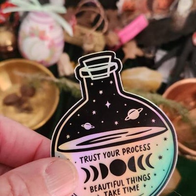 Trust Your Process Holographic Mystical Potion Bottle Sticker Galaxy ...