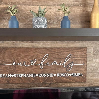 Family Name Sign, Connected Heart Our Family Sign, Custom Wood Sign, 3D ...