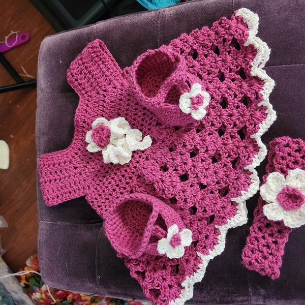 Crochet Baby Dress Pattern PDF, 4 Sizes: 0-3, 3-6, 6-9 and 9-12 Months ...