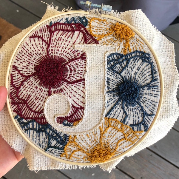 Floral Letter "j" Hand Embroidery Pattern / Digital PDF Download ...