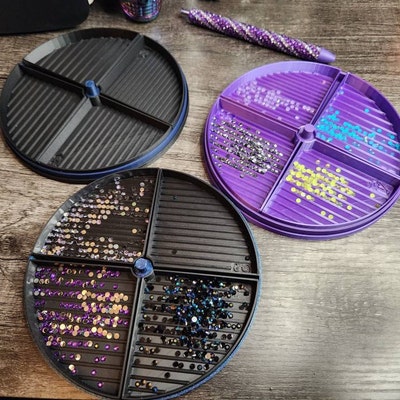 3D Printed Round Tray With 8 Inserts Rhinestone Tray Diamond - Etsy