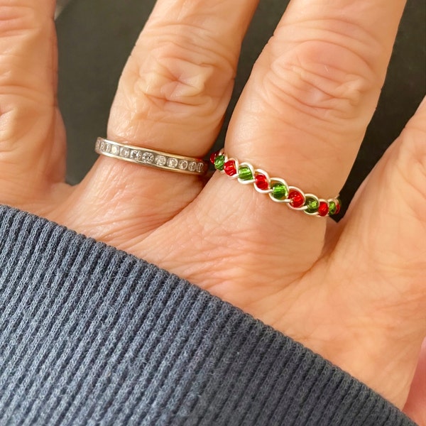 Christmas Ring, Holiday Ring, Pinterest Ring, Wire Wrapped Ring, Silver ...