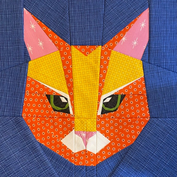 FPP - Cat Face Quilt Block - Etsy