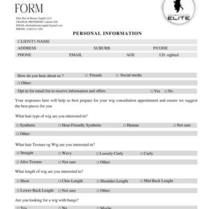 Editable and Printable Hair Color Consultation Form Template, Hair ...