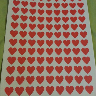 Heart Sticker Red Heart Sticker Mini Heart Stickers Set - Etsy