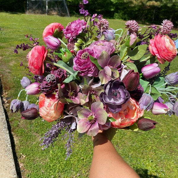 Purple Passion Aubergine Dusky Lilac Coral Ranunculus Peony Bridal ...