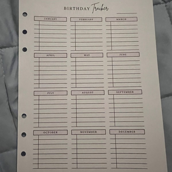 Editable Birthday Tracker, Printable Birthday List, Digital Birthday ...