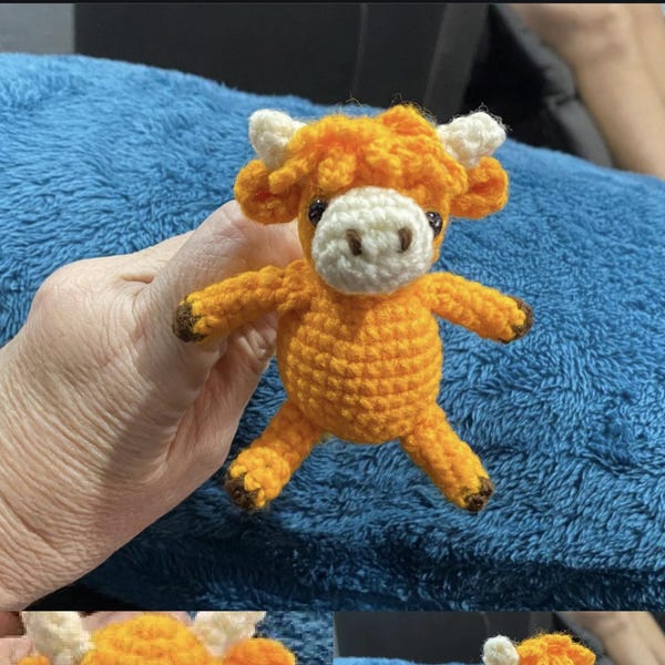 Highland Cow Keychain Crochet Pattern – Mini Amigurumi Cattle PDF ...