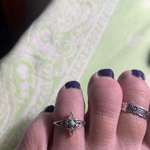 Toe Ring Sterling Silver 925 - Witches Knot -turquoise- New "goddess ...