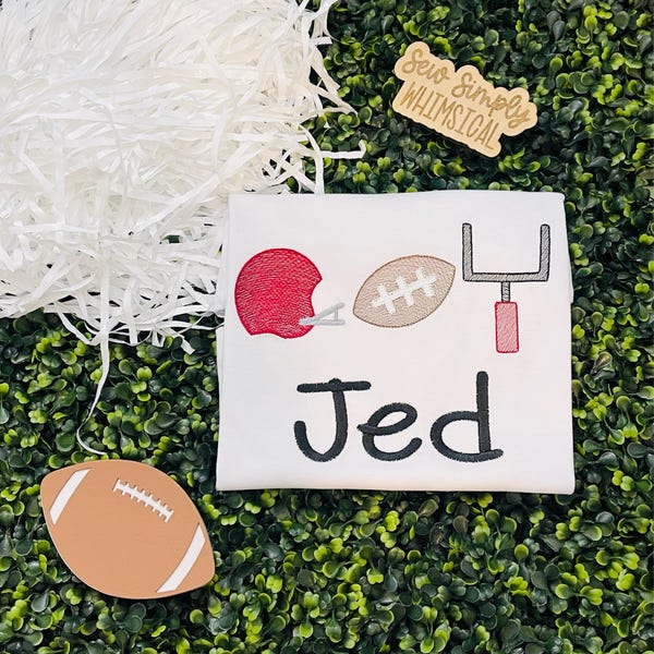 Football Trio Sketch Embroidery Design - Etsy