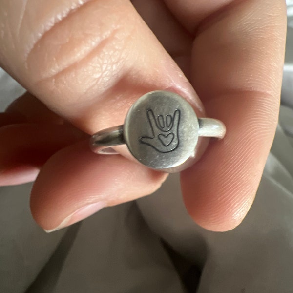 I Love You Ring, Love Sign Language Ring, Hand Gesture Ring, Sterling ...