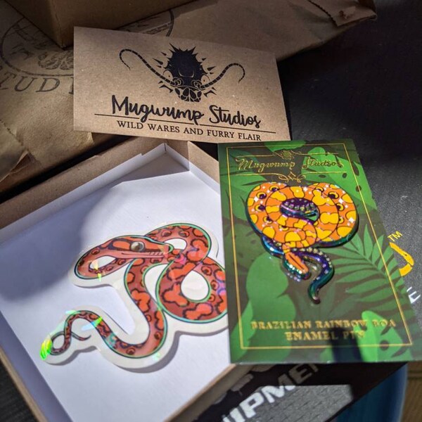 Snake Enamel Pin - Brazilian Rainbow Boa Pin, Rainbow Metal Pin ...