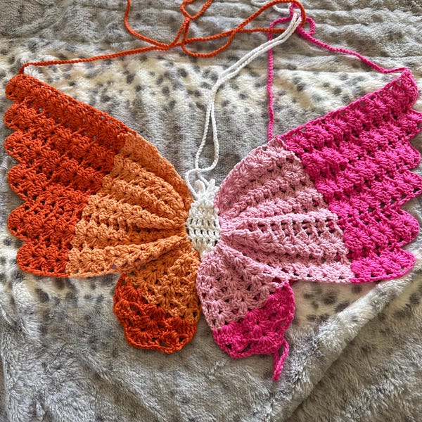 Crochet Butterfly Top, Lesbian Pride Bralette, Rainbow Festival Crop ...
