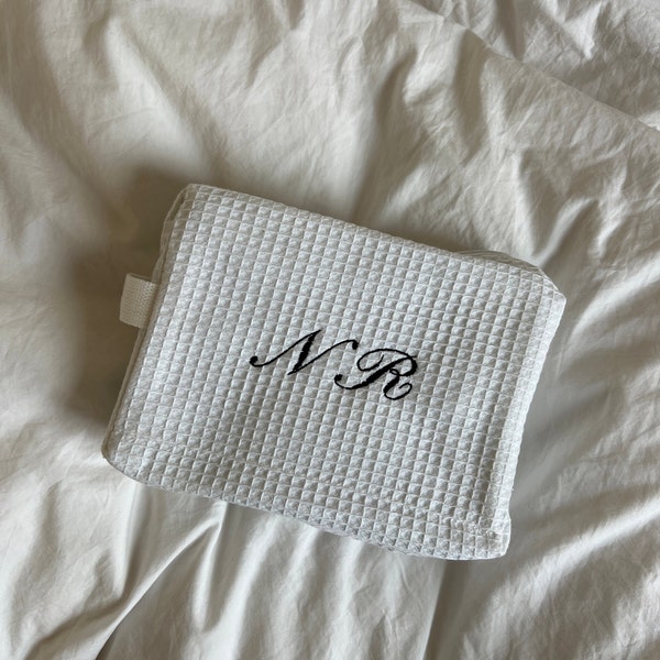 Personalised Small Quilted Monogramed Cosmetic Bag, Initial Name Makeup ...