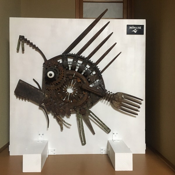 John Dory Metal Art Fish Sculpture, Tabletop Sculpture, Black Metal Art ...