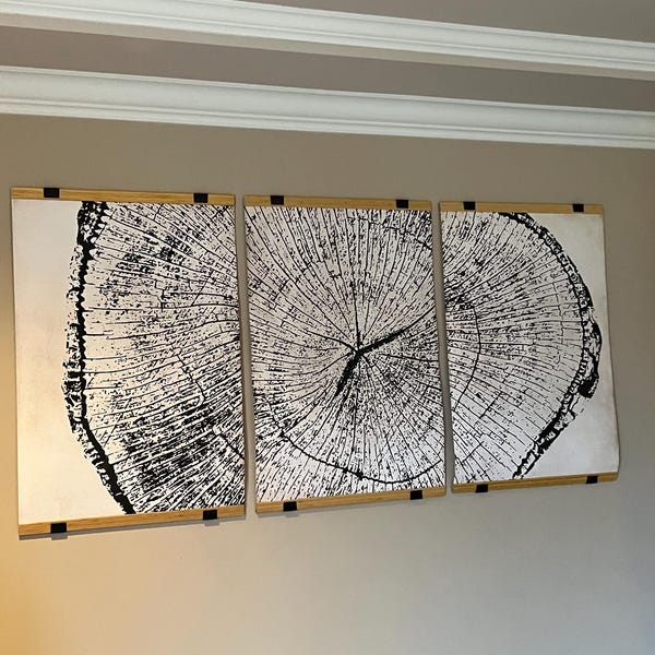 Large Wall Art, Neutral Tree Ring Art Nature Prints, Triptych Wall Art ...