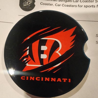 Cincinnati Bengals Car Coaster Set of 2, Ceramic Car Coaster, Car ...