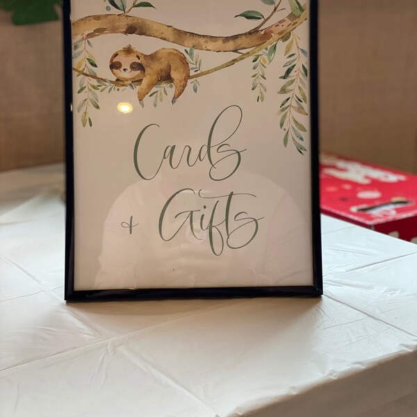 Cards and Gifts Table Sign // Sloth Baby Shower, Sloth Theme, Baby ...