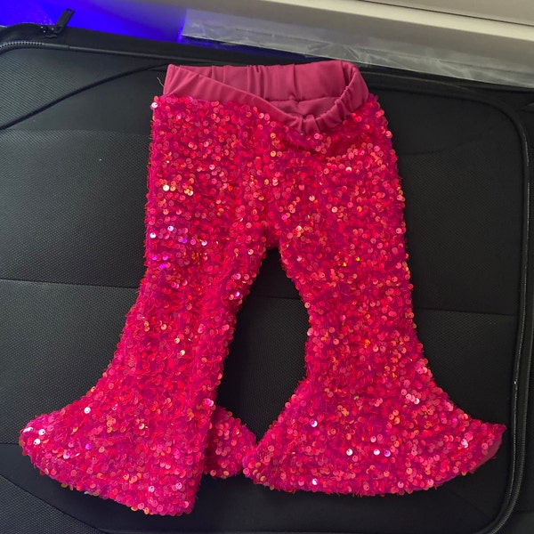 Hot Pink Sequin Bell Bottoms, Toddler Bell Bottoms, Birthday Sparkle ...