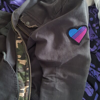 Bisexual Bi Pride Rainbow Flag Heart Embroidered Patch Badge - Etsy