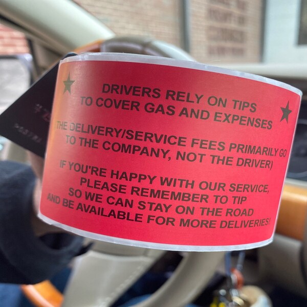 Stickers Bag Sealers Tip Reminder Labels for Doordash, Grubhub, Favor ...