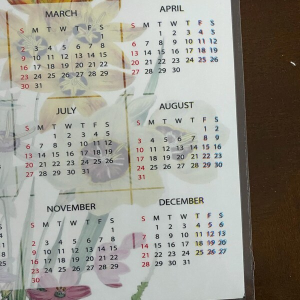 Personalized Laminated Calendar. With Sticky Back or a Magnet to Put ...