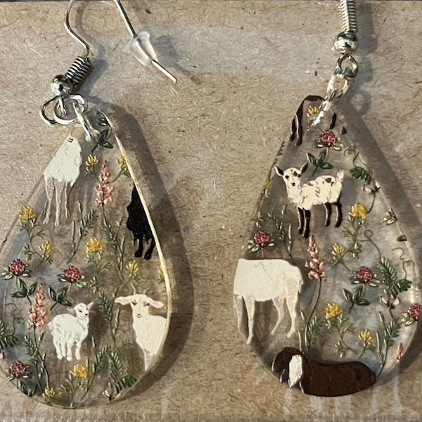 Goat Earrings: Laser Cut Acrylic Goats, Baby Goats, Kids, Farm, Animals ...