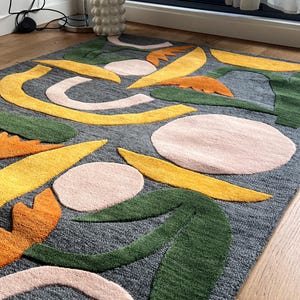 Neutral Colors, Modern Checked Pattern, Tufted Wool Area Rug for ...