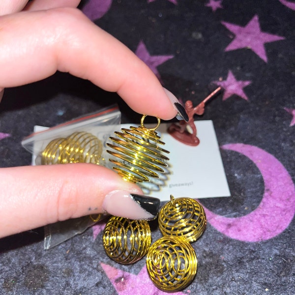 4 or 20 BULK Gold Spiral Bead Cages, Captive Bead Cage, Lantern Beads ...