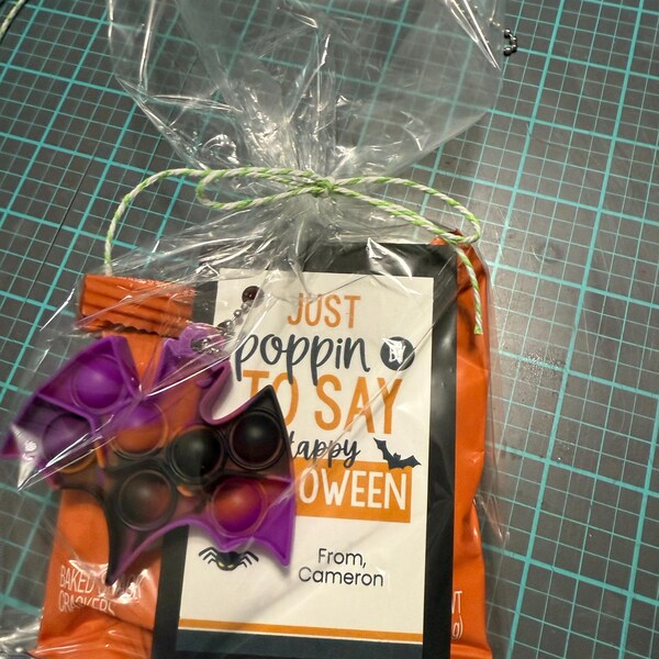 Pop It Halloween Tag, Class Halloween Gift, Just Poppin By, Non Candy ...
