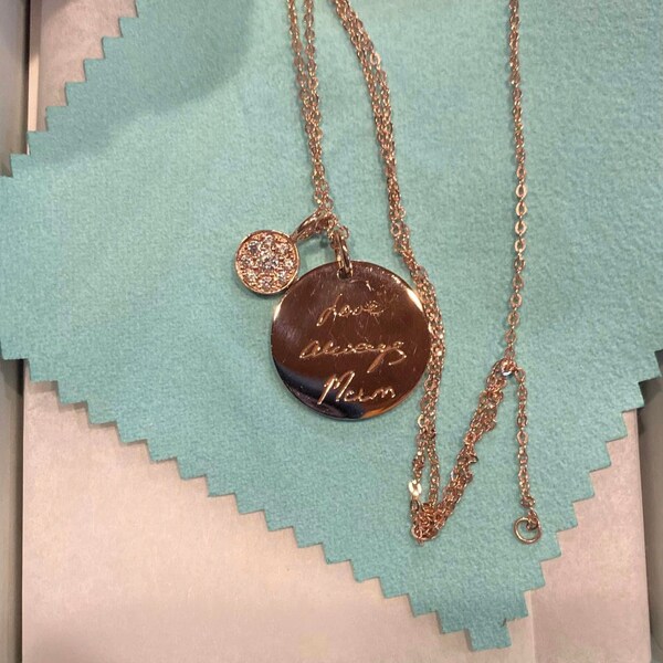 Engraved Handwriting Jewelry, Handwriting Necklace for Mom, Present for ...