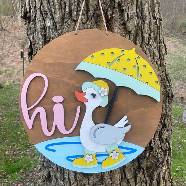 Spring Welcome Sign SVG, Duck Door Hanger, Umbrella Welcome Sign SVG ...