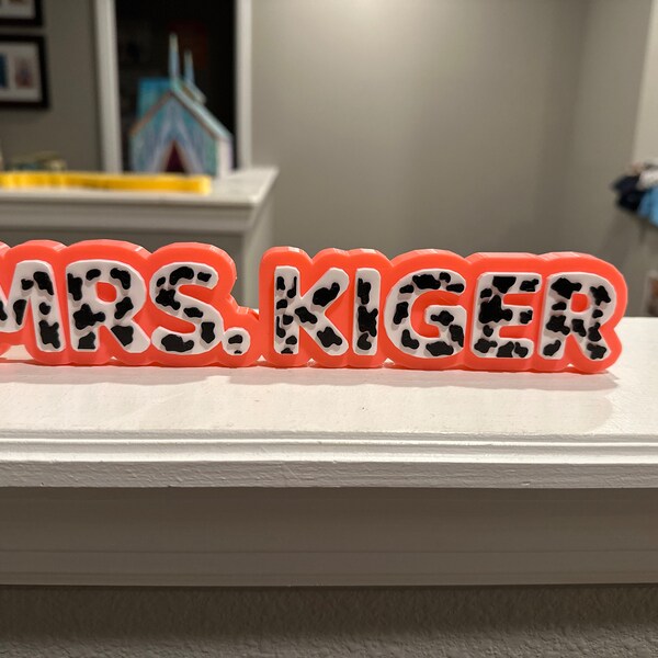 Custom 3D Cow Print Name Plate | Cow Print Name Sign | Name Plate Gift ...