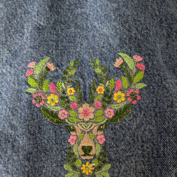 Floral Deer Embroidery Design, Deer Machine Embroidery Design, Deer ...
