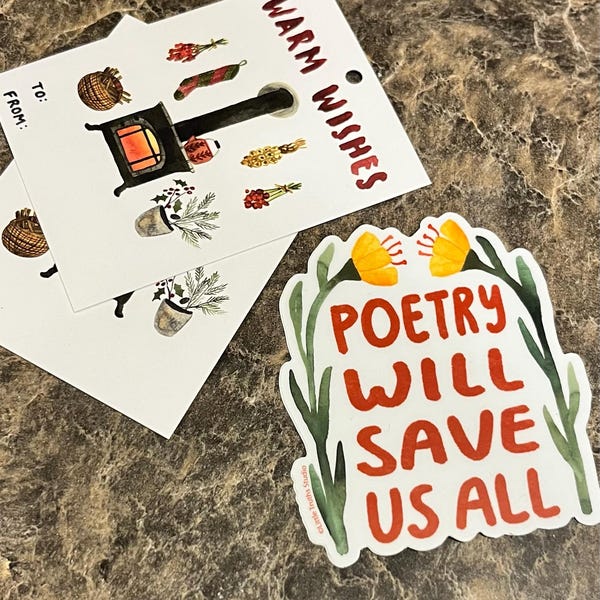 Poetry Will Save Us All Vinyl Sticker, Gifts for Readers, Gifts for ...